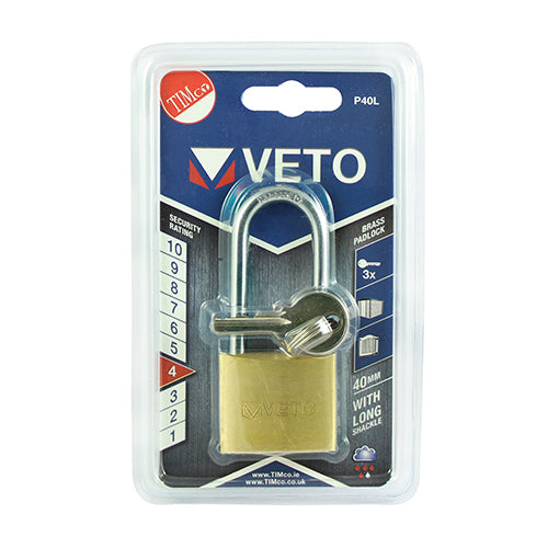 TIMCO Brass Padlock Long Shackle - 40mm – Trade Counter Online